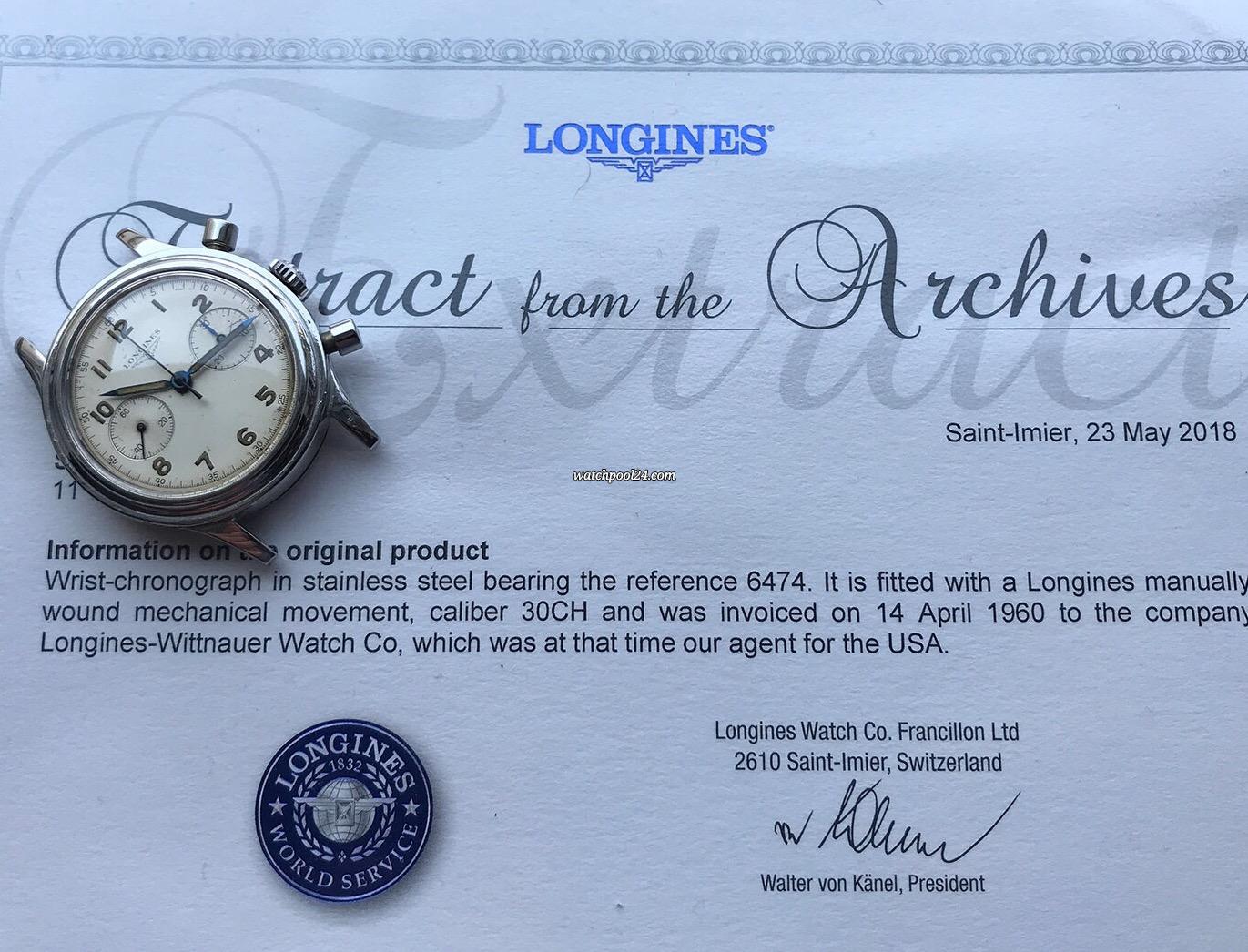 Vintage Longines Chronograph 6474 Flyback sold on watchPool24