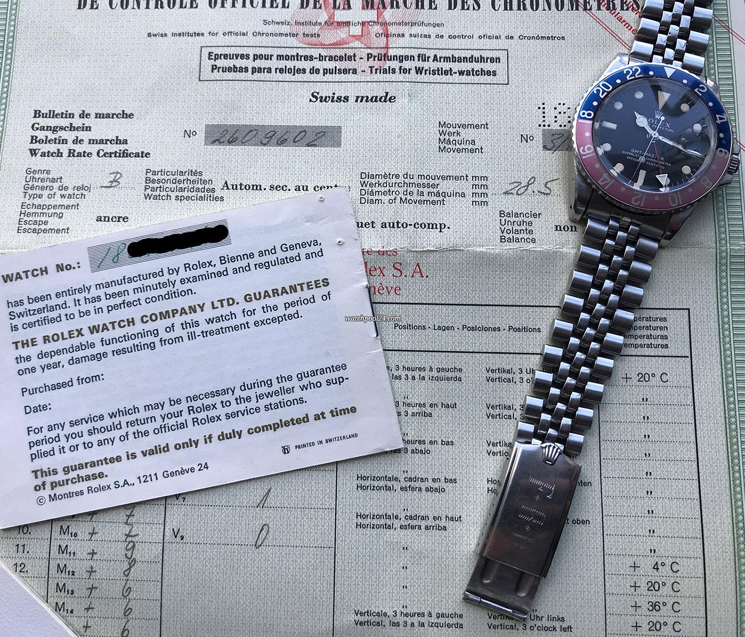 Vintage Rolex GMT Master 1675 Pink Lady Papers sold on watchPool24