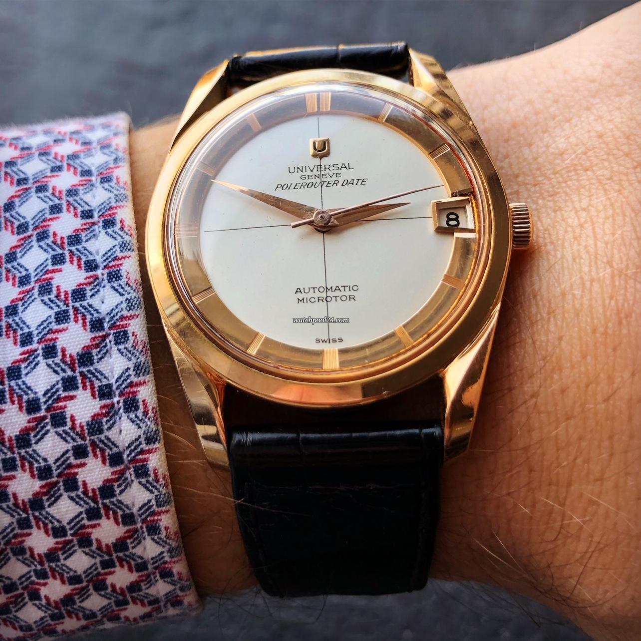 Vintage Universal Genève Polerouter Date 104503-2 Rotgold verkauft auf ...