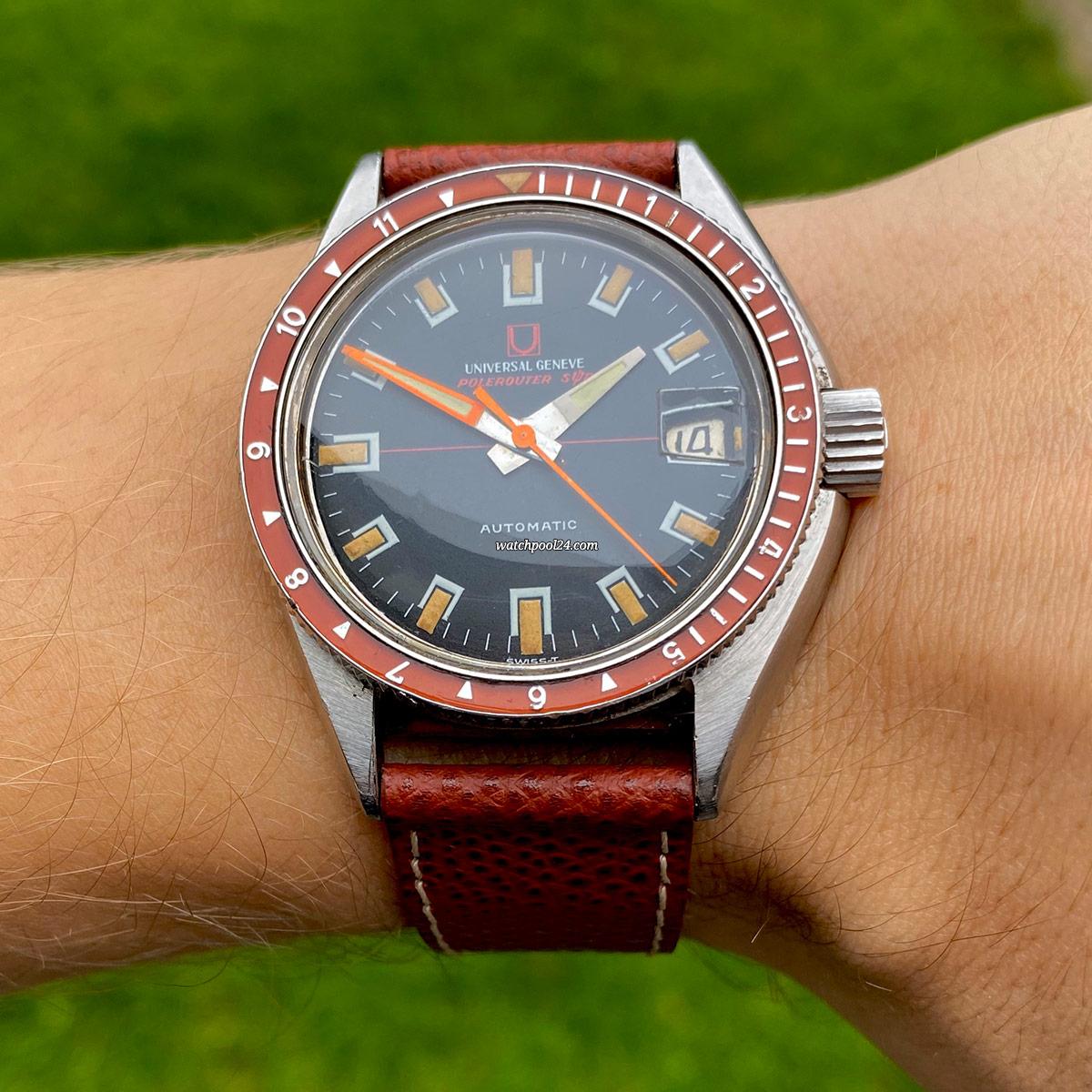 Vintage Universal Genève Polerouter Sub 869120/02 Red Bezel sold on ...