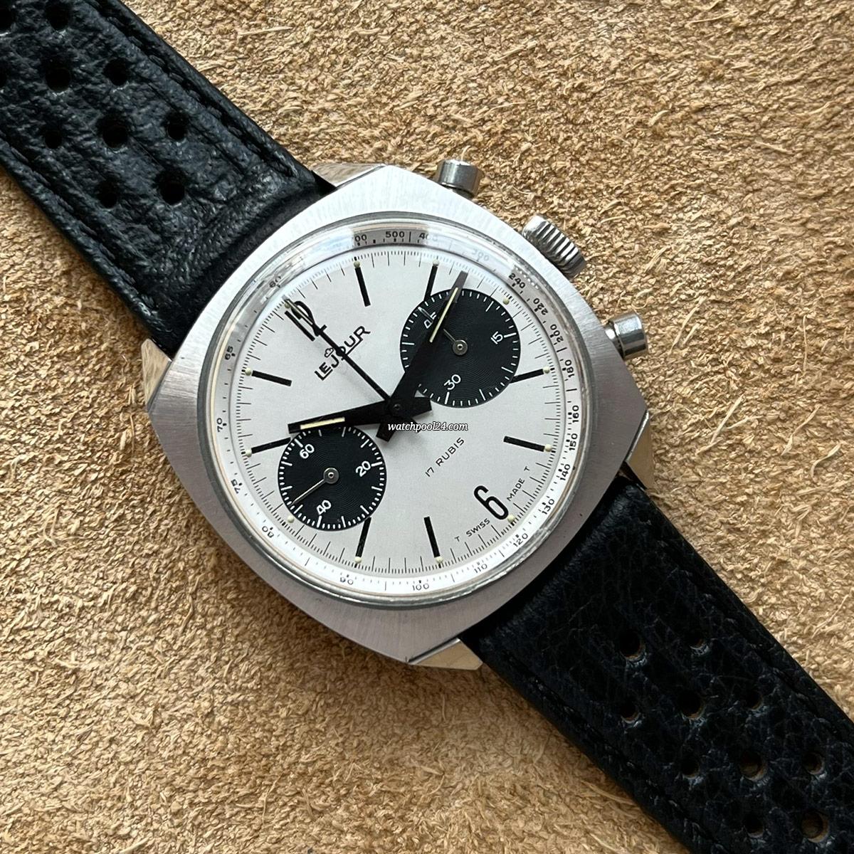 Vintage Le Jour Chronograph Panda Dial Big Eye for sale