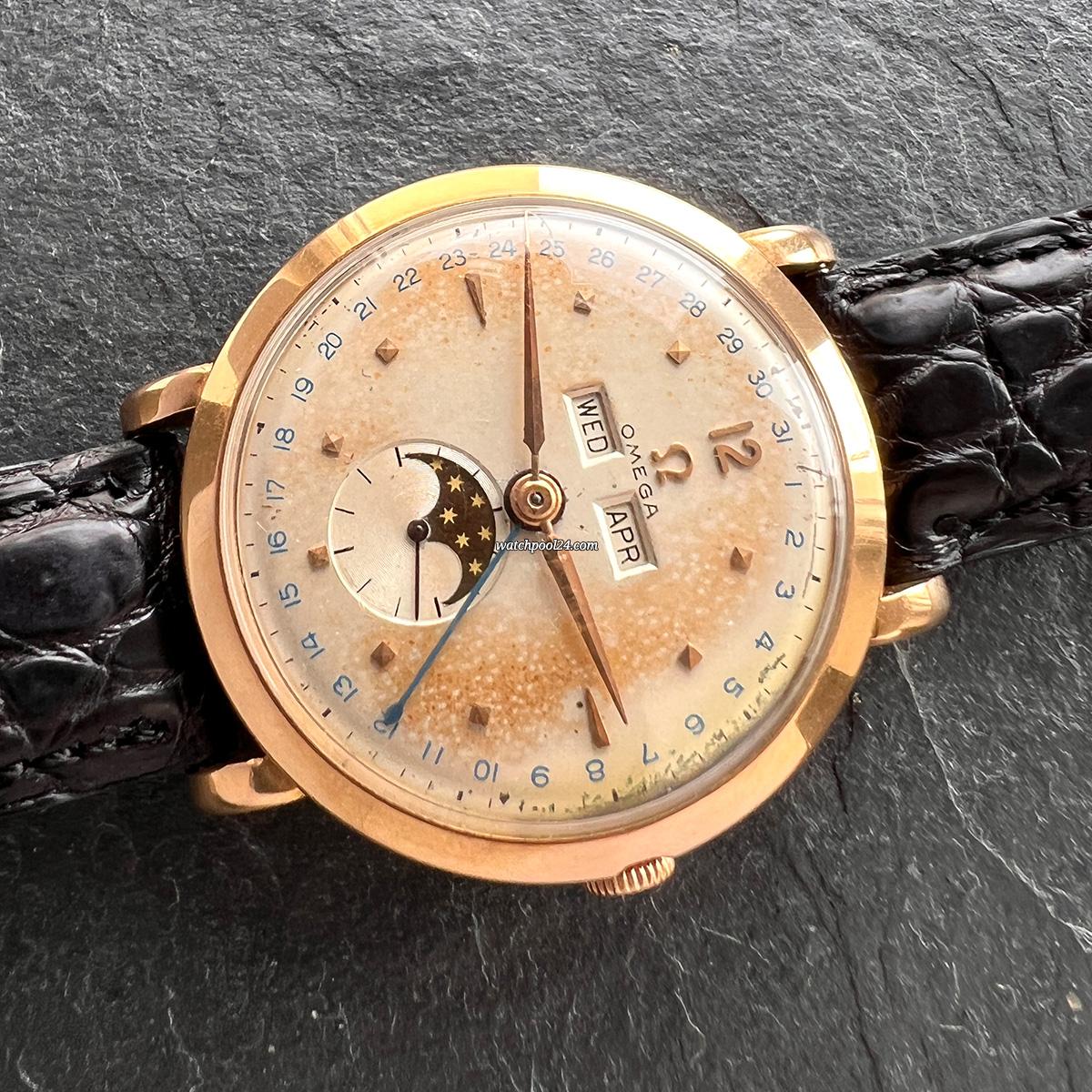 Vintage Omega Cosmic Triple Date Moonphase 2485 Rose Gold - Extra Large ...