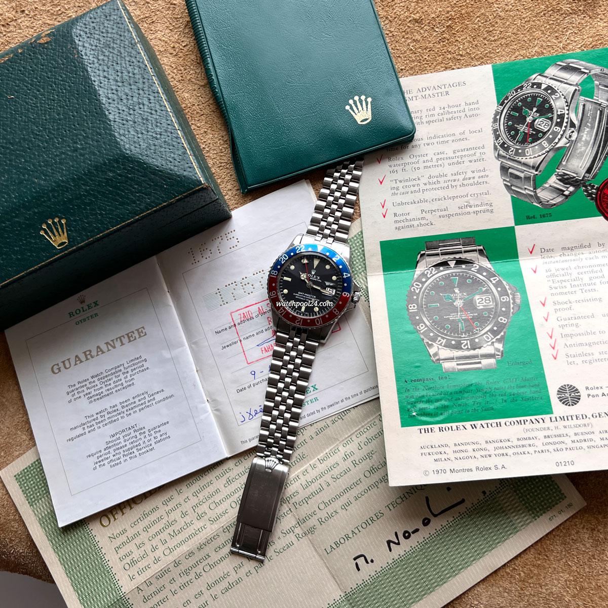 Vintage Rolex GMT Master 1675 Thin Case Zinc Sulfide Full Set sold on ...