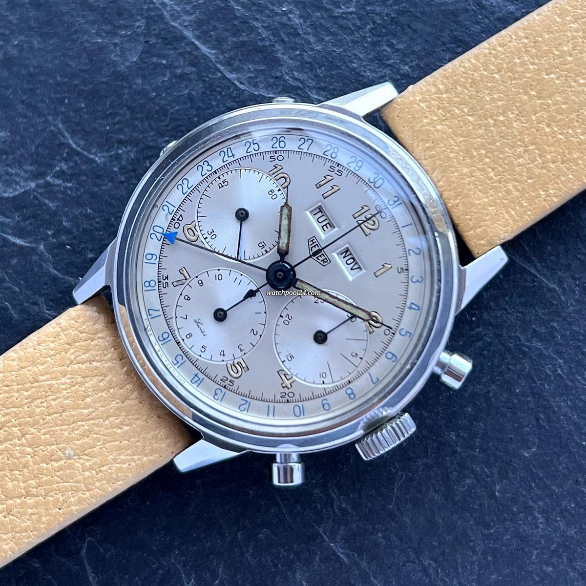 Vintage Heuer Triple Calendar Chronograph 2547 38mm sold on watchPool24