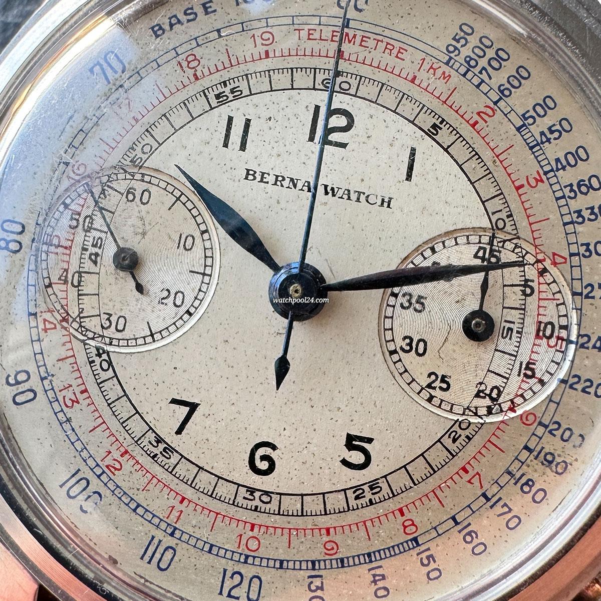 Vintage Berna Watch 1940s Chronograph 38mm sold on watchPool24