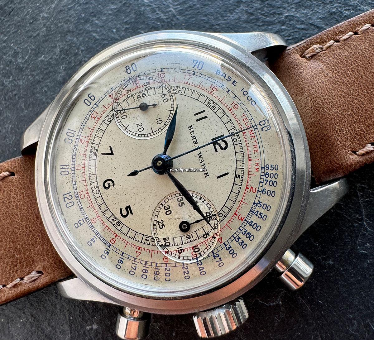 Vintage Berna Watch 1940s Chronograph 38mm sold on watchPool24