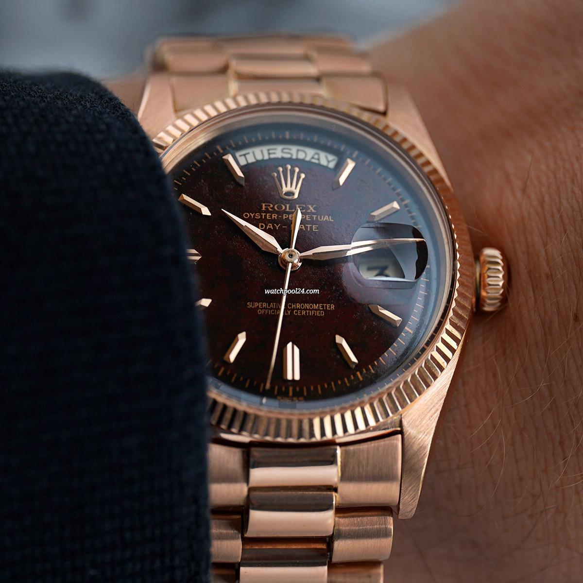Vintage Rolex Day-Date 6611B Rose Gold - Tropical Gilt sold on watchPool24