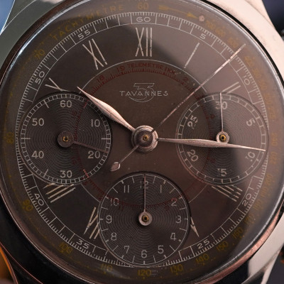 Vintage Tavannes Chronograph Gray Dial - 38mm Clamshell Case for sale
